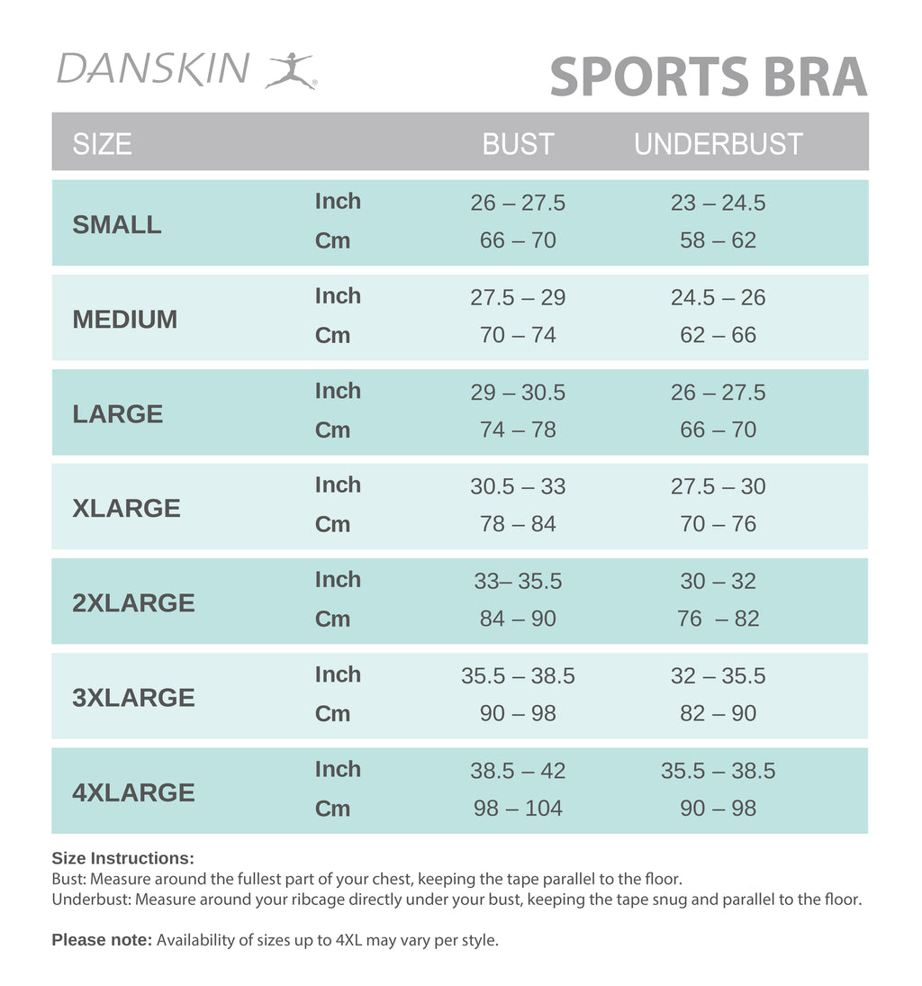 Danskin Intimates Size Chart