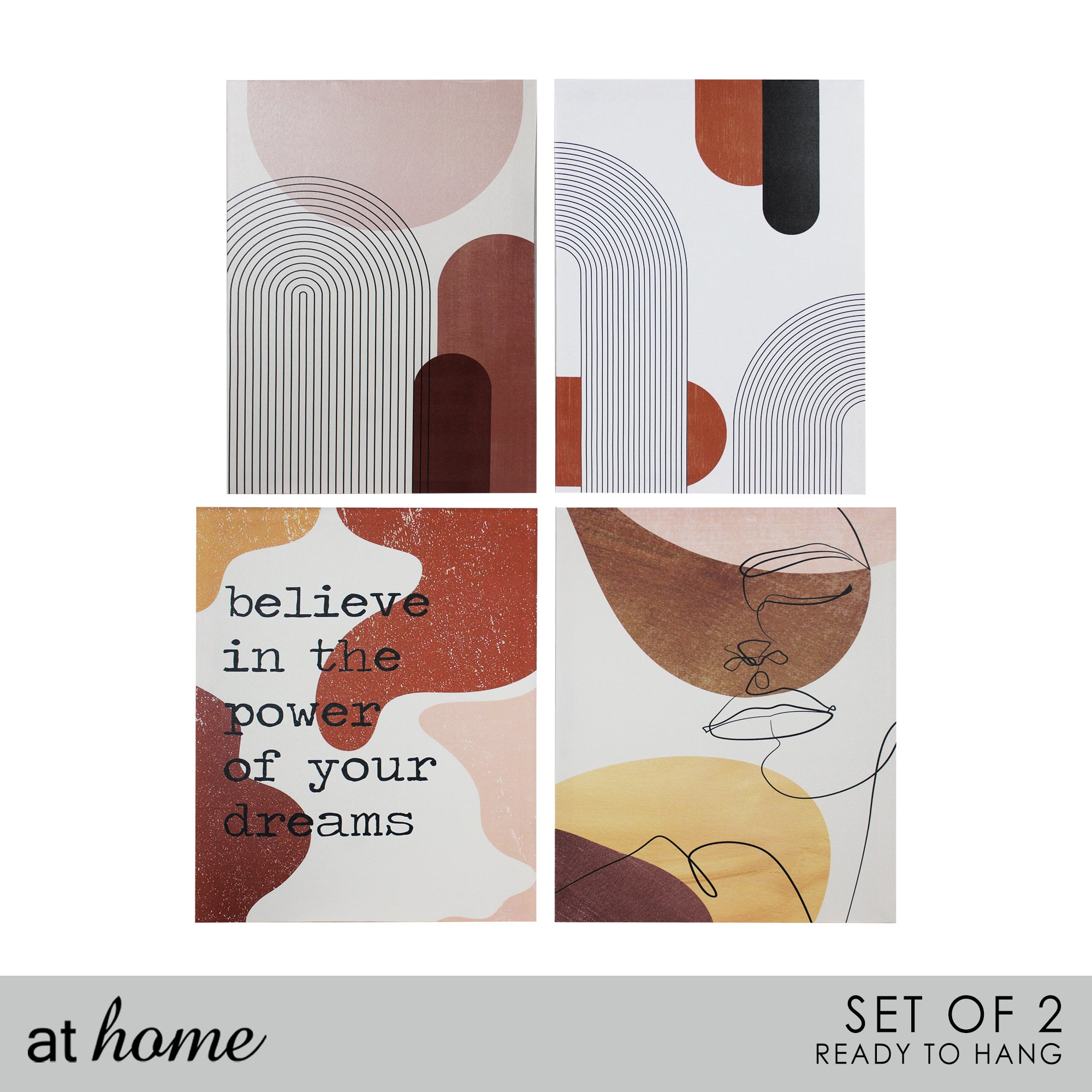 Set of 2 Brown Loops Canvas Wall Art